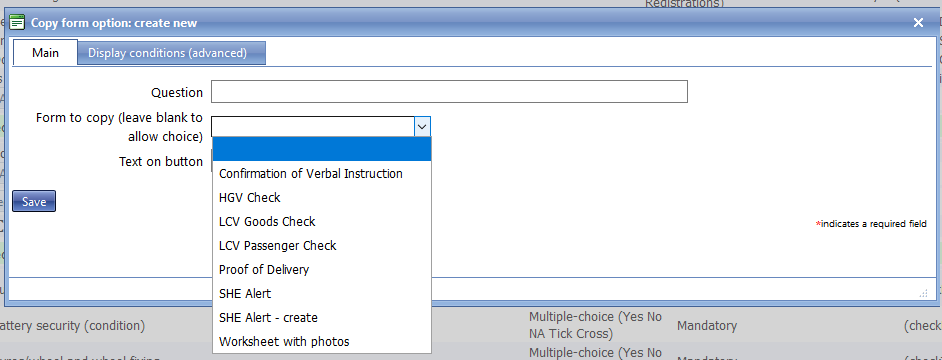 Item Type -Copy form