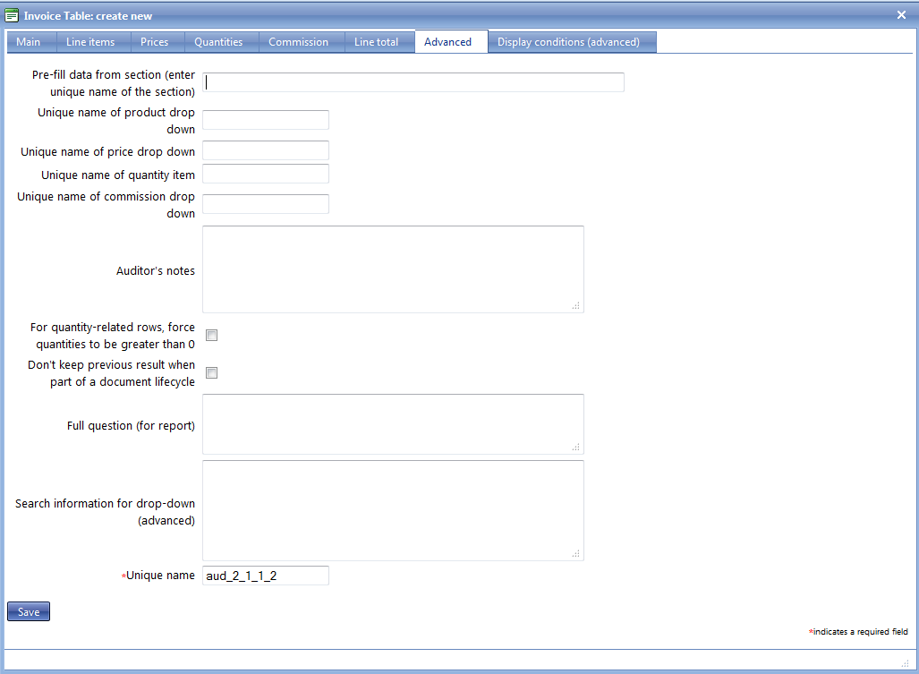 Item Type - Invoice table