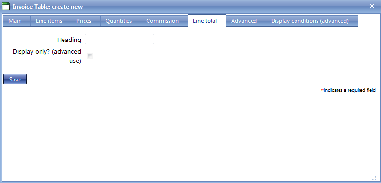 Item Type - Invoice table